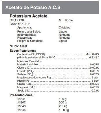 Acetato de Potasio A.C.S. – FALAB